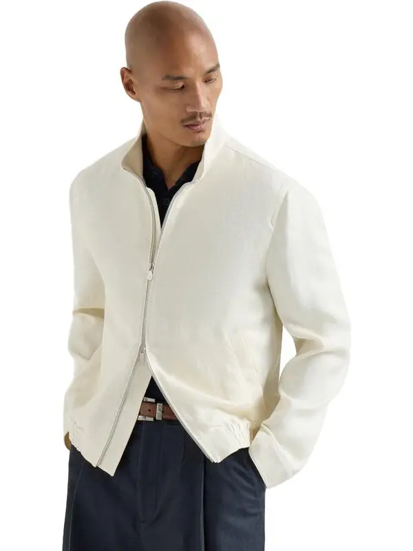 Brunello Cucinelli Outerwear Jacket With Stand Collar - Off-white