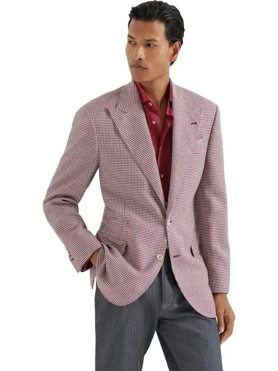 Brunello Cucinelli Houndstooth Pattern Blazer - Cherry