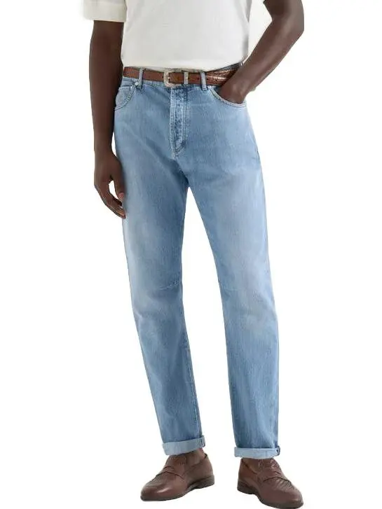 Brunello Cucinelli Lightweight Five-pocket Denim Trousers - Light Blue Denim