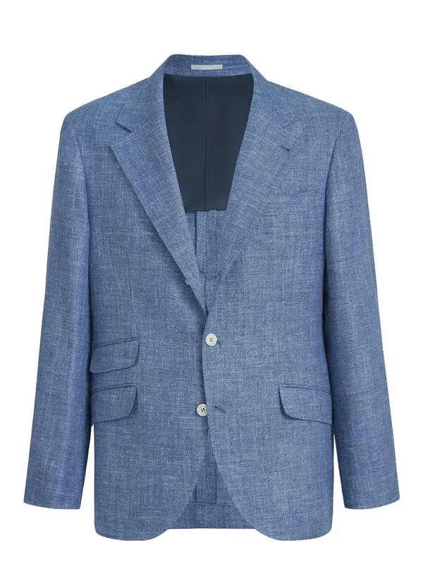 Brunello Cucinelli Hopsack Deconstructed Blazer - Denim