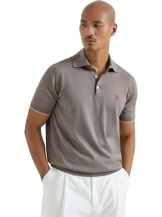 Brunello Cucinelli Lightweight Knit Polo - Hazelnut