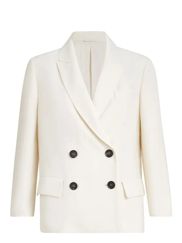 Brunello Cucinelli Fluid Twill Blazer With Monili Detail - Ivory