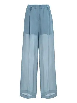 Brunello Cucinelli Cotton Organza Trousers - Azure