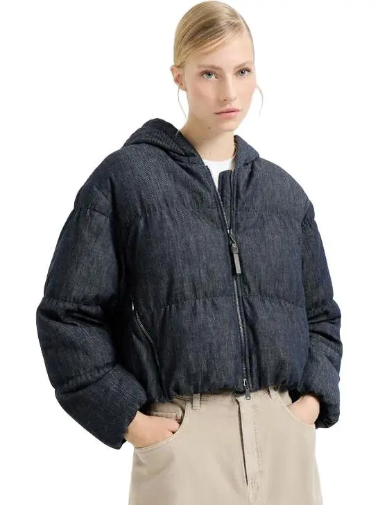 Brunello Cucinelli Effect Twill Down Jacket - Denim