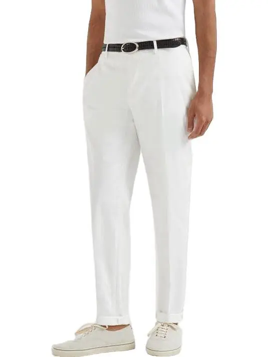 Brunello Cucinelli Comfort Gabardine Trousers - Snow