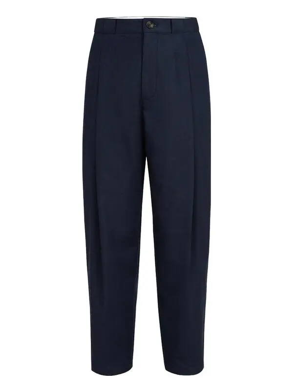 Brunello Cucinelli Cotton And Linen Panama Trousers - Navy Blue