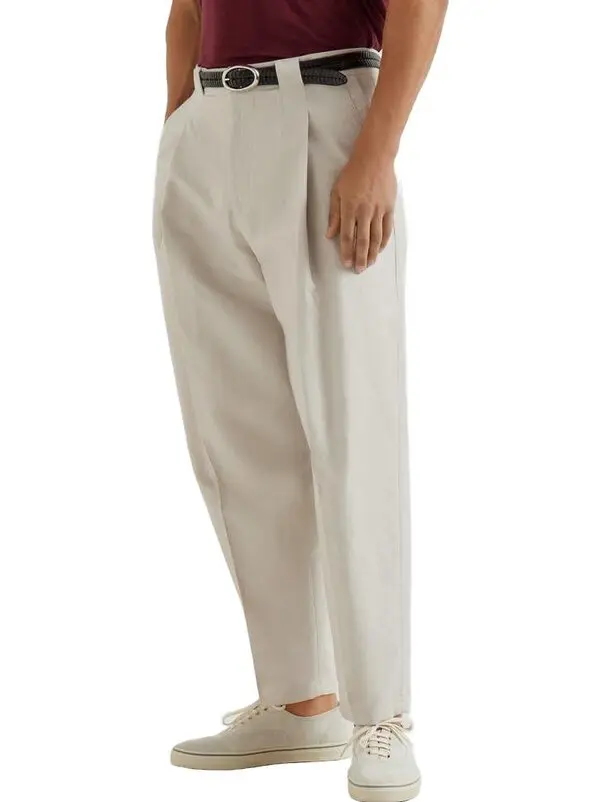 Brunello Cucinelli Cotton And Linen Panama Trousers - Yuta