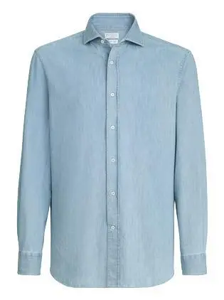 Brunello Cucinelli Lightweight Denim Shirt - Light Blue Denim