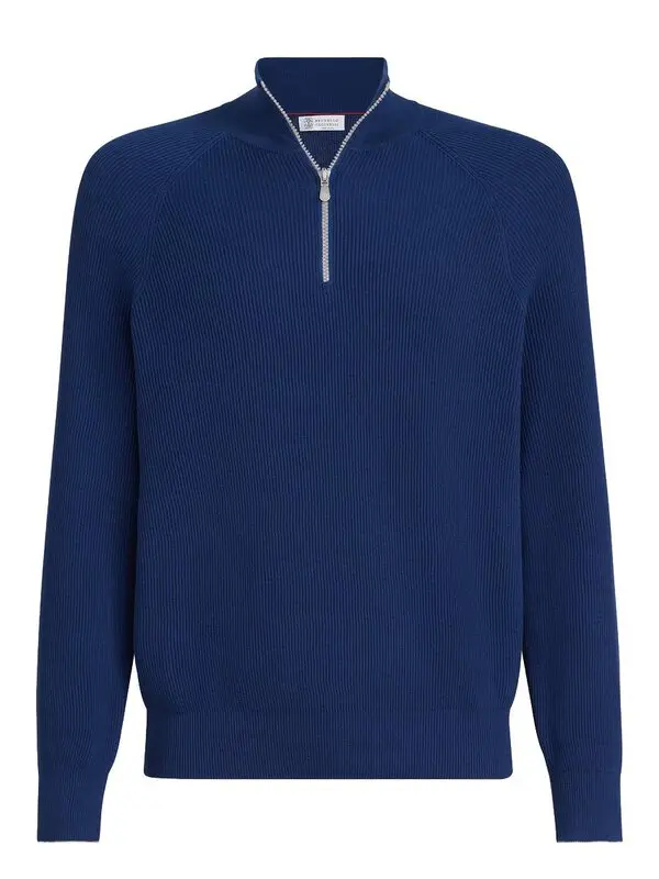 Brunello Cucinelli Cotton Sweater - Avio Blue