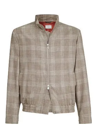 Brunello Cucinelli Tartan Outerwear Jacket - Light Grey