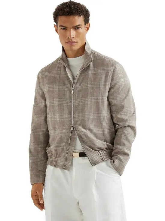 Brunello Cucinelli Tartan Outerwear Jacket - Light Grey