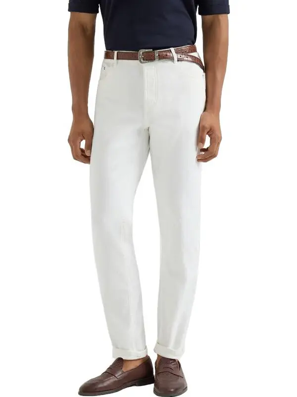 Brunello Cucinelli Lightweight Denim Trousers - Snow