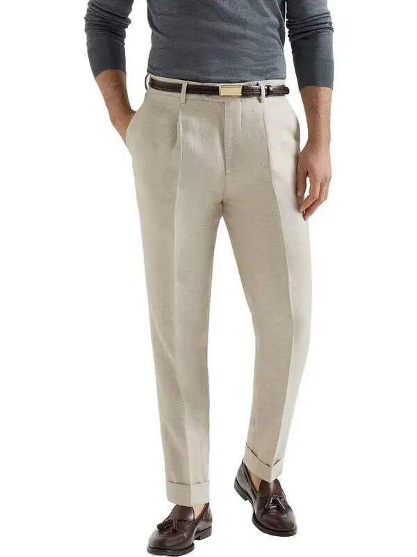 Brunello Cucinelli Pleated Trousers - Sand
