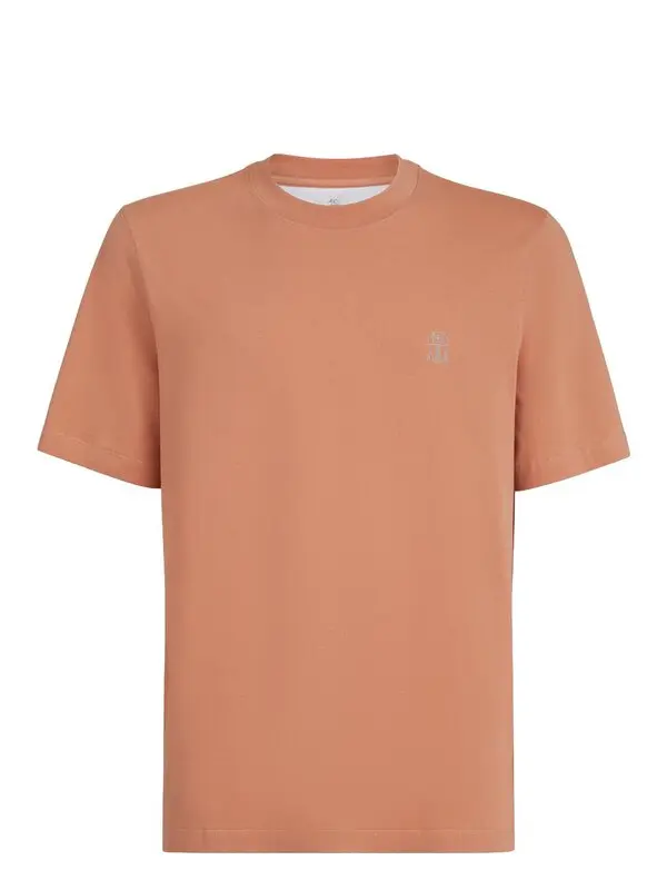 Brunello Cucinelli Jersey T-shirt With Logo - Apricot