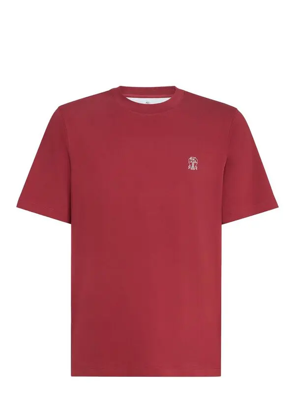 Brunello Cucinelli Jersey T-shirt With Logo - Cherry