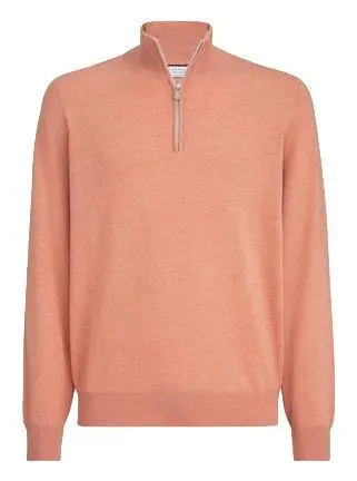 Brunello Cucinelli Cashmere Half-zip Sweater - Apricot