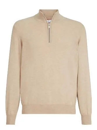 Brunello Cucinelli Cashmere Half-zip Sweater - Beige