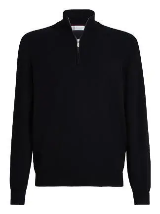 Brunello Cucinelli Cashmere Half-zip Sweater - Black