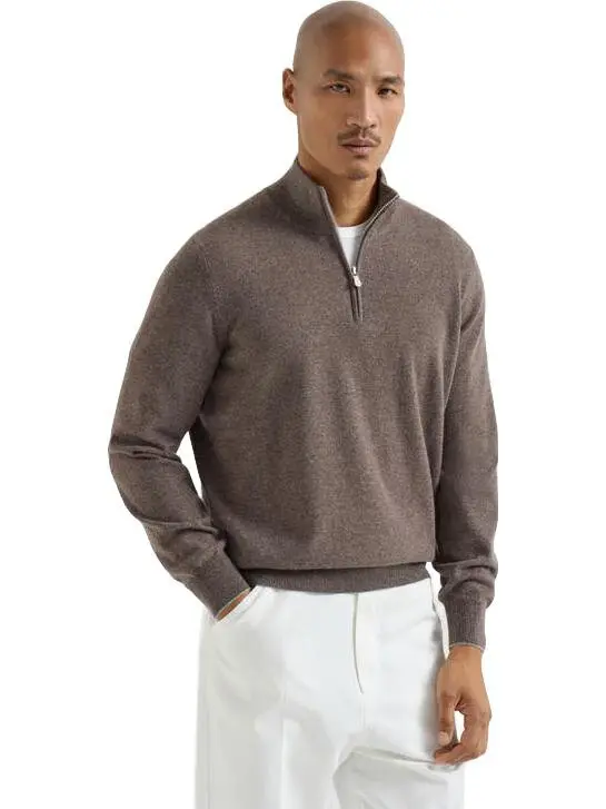 Brunello Cucinelli Cashmere Half-zip Sweater - Brown