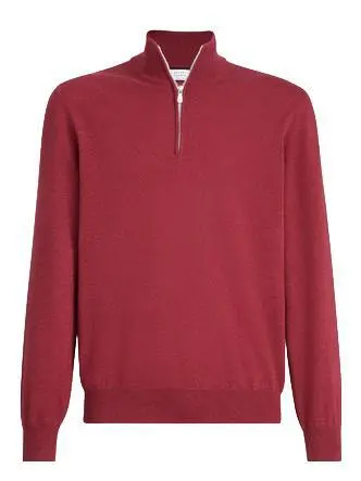 Brunello Cucinelli Cashmere Half-zip Sweater - Cherry