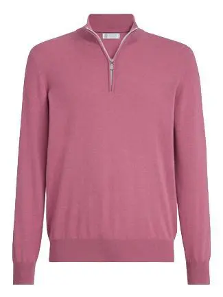 Brunello Cucinelli Cashmere Half-zip Sweater - Coral