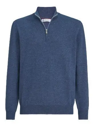 Brunello Cucinelli Cashmere Half-zip Sweater - Denim