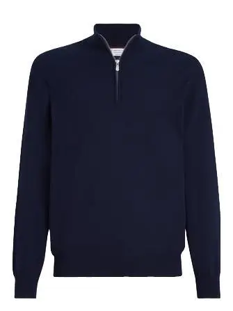Brunello Cucinelli Cashmere Half-zip Sweater - Navy Blue