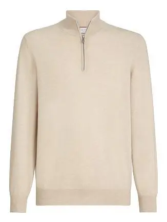 Brunello Cucinelli Cashmere Half-zip Sweater - Sand
