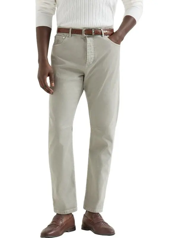 Brunello Cucinelli Garment-dyed Denim Trousers - Khaki
