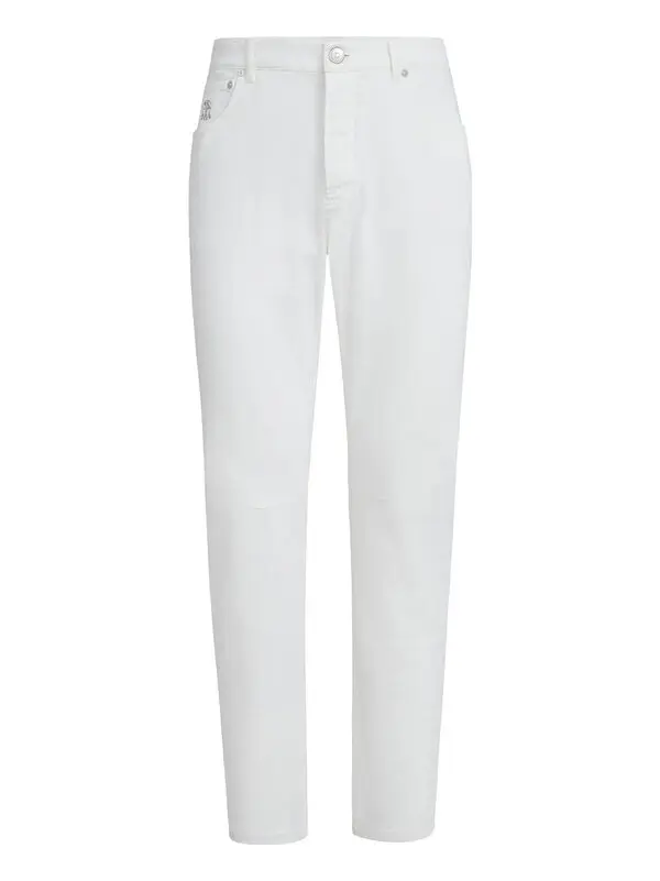 Brunello Cucinelli Garment-dyed Denim Trousers - Snow