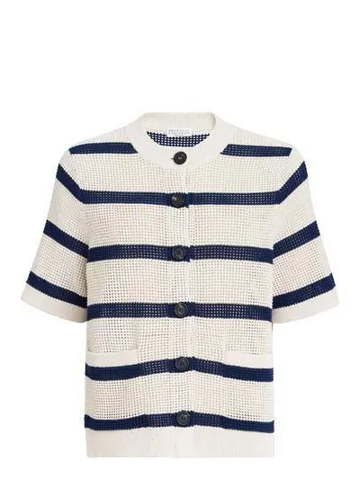 Brunello Cucinelli Striped Cotton Cardigan - Blue