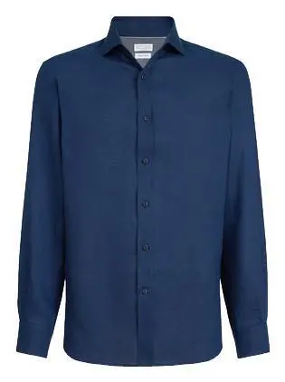 Brunello Cucinelli Linen Shirt - Navy Blue