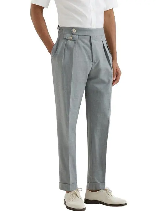 Brunello Cucinelli Trousers With Double Pleats And Tabs - Grey