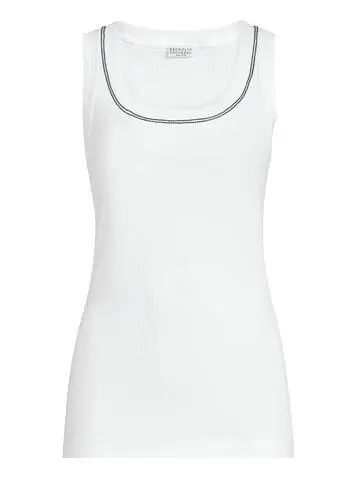 Brunello Cucinelli Ribbed Jersey Top - White