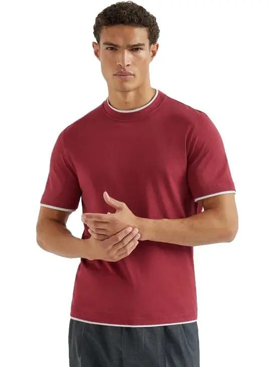 Brunello Cucinelli T-shirt With Faux-layering - Cherry