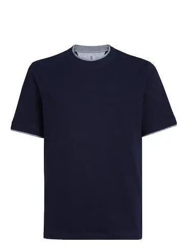 Brunello Cucinelli T-shirt With Faux-layering - Cobalt