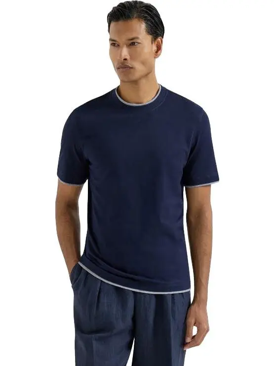 Brunello Cucinelli T-shirt With Faux-layering - Cobalt