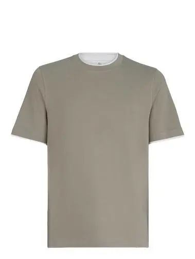 Brunello Cucinelli T-shirt With Faux-layering - Khaki