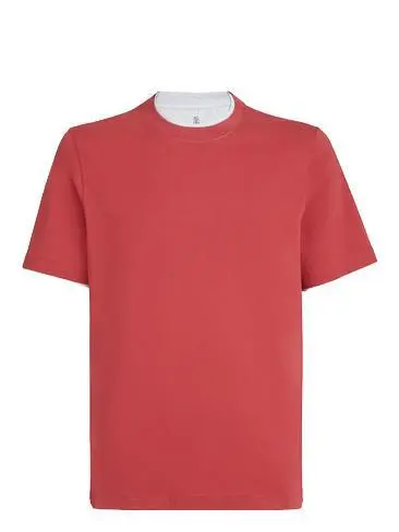 Brunello Cucinelli T-shirt With Faux-layering - Strawberry