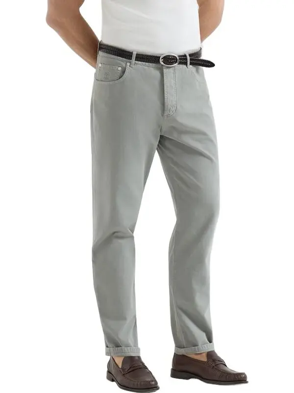 Brunello Cucinelli Garbadine Garment Dyed Trousers - Khaki