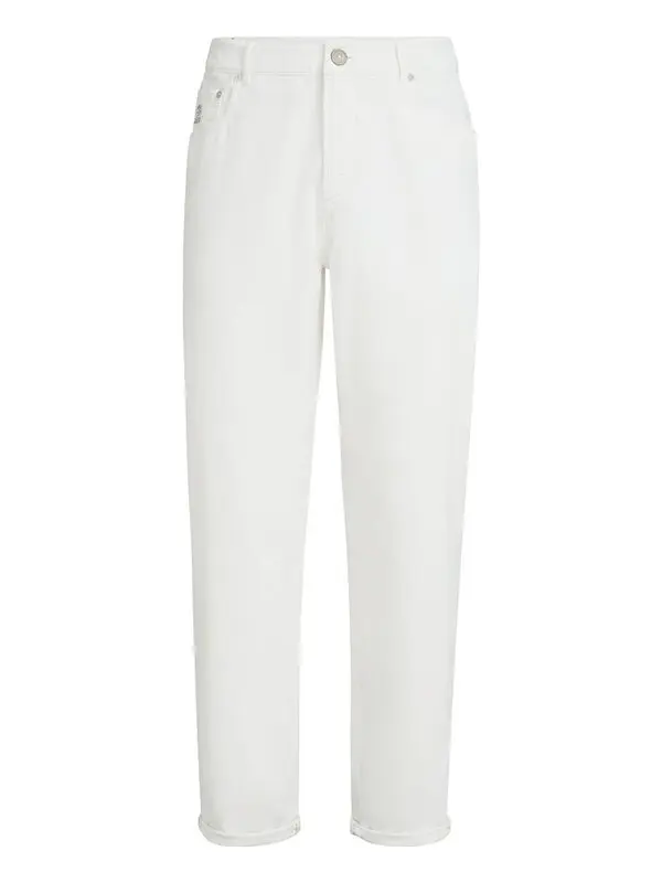Brunello Cucinelli Garbadine Garment Dyed Trousers - Snow
