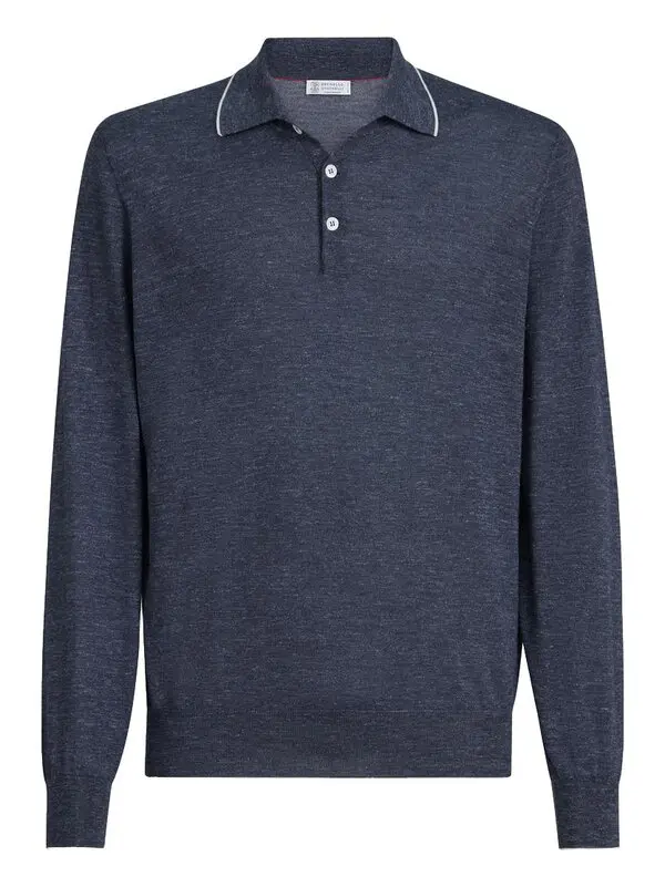 Brunello Cucinelli Lightweight Knit Polo - Avio Blue