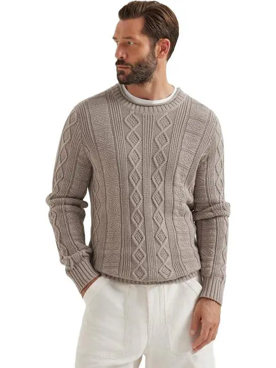 Brunello Cucinelli Cable Knit Crewneck Sweater - Brown