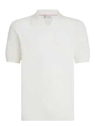 Brunello Cucinelli Cotton English Rib Knit Polo - White