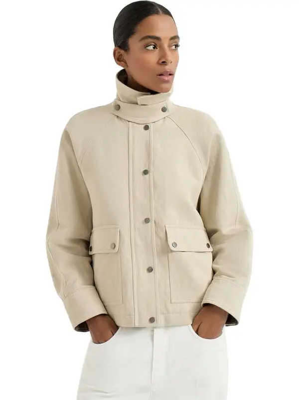 Brunello Cucinelli Canvas Outerwear Jacket - Beige