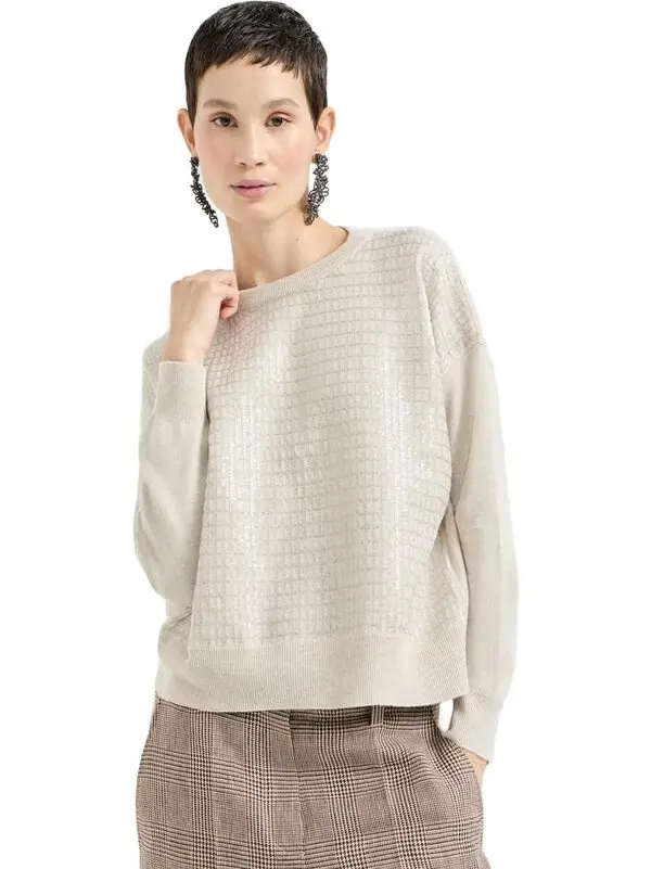 Brunello Cucinelli Embroidered Sweater - Beige