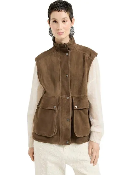 Brunello Cucinelli Couture Suede Vest - Brown