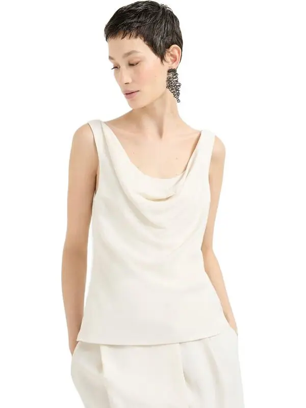 Brunello Cucinelli Fluid Twill Top - Ivory