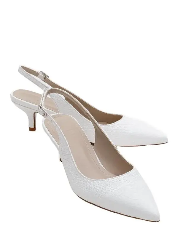 PROLOGUE SHOES Pointed Toe Slingback Pumps - White