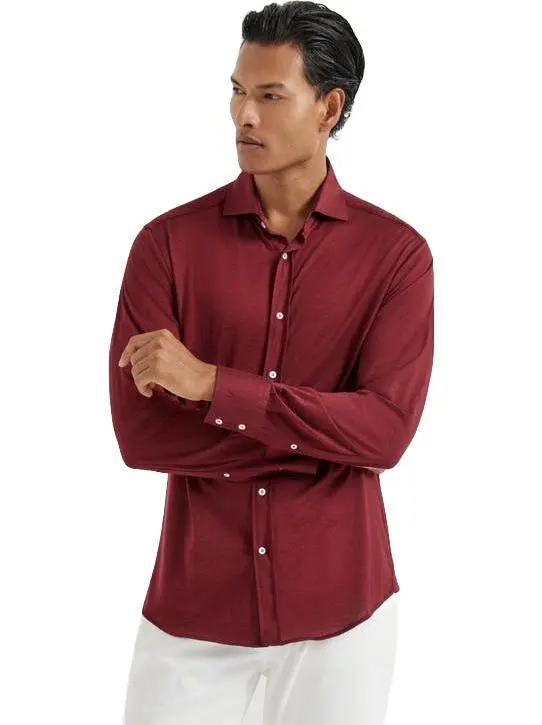 Brunello Cucinelli Spread Collar Shirt - Cherry